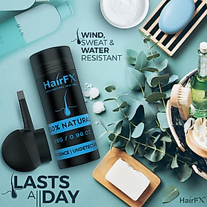 HairFX Hair Perfecting 2-in-1 Kit (DARK BROWN) Set Includes Natural Undetectable Hair Thickening Fibers & Spray Applicator Pump Nozzle | Instant Thick Fuller Hair Conceals Hair Loss 15 Sec Women & Men