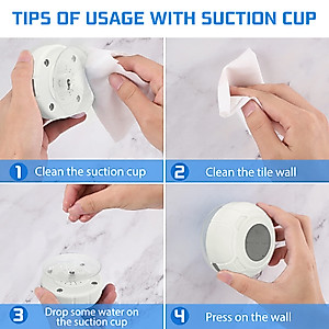 Bluetooth Shower Speaker Waterproof Portable Wireless Water-Resistant Speaker Suction Cup Built-in Mic Gifts for Kids Speakerphone for iPhone Phone Tablet Home Bathroom Kitchen Outdoors - White