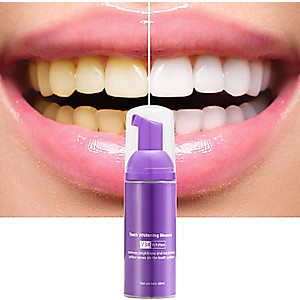 AKARY Teeth Whitening Mousse, Refreshing Breath Deep Cleaning Foam Toothpaste Natural Mouth Wash Water, Purple Teeth Whitening Toothpaste Ultra Fine Mousse Foam
