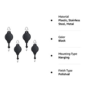 NC123 4 Pack Plant Pulley Retractable Plant Hook Pulley Adjustable Plant Hanger Hanging Flower Basket for Garden Baskets Pots and Birds Feeder in Different Height Lower and Raise