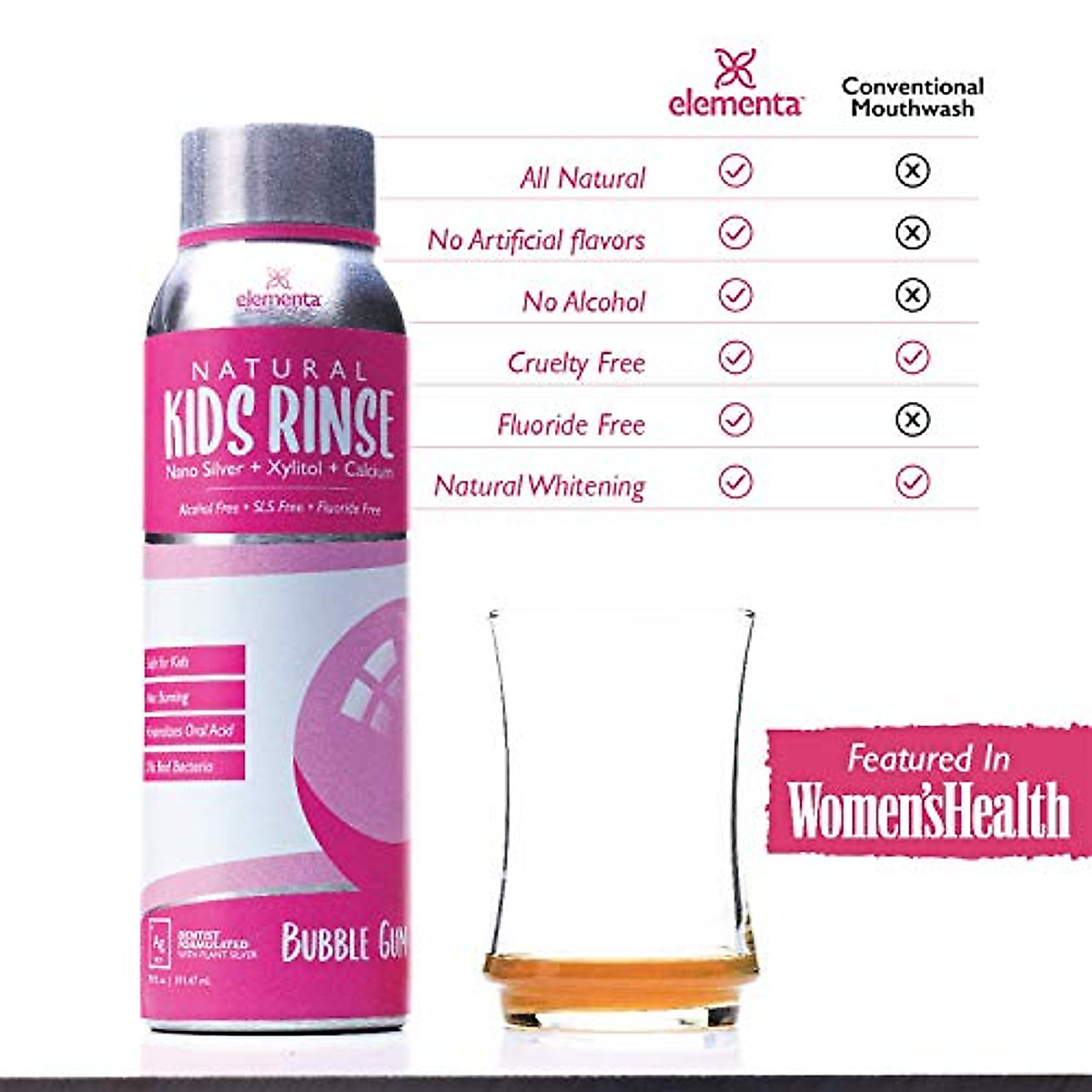 Elementa Essentials Kids Bubble Gum | Mouth Rinse Oral Care 20 oz | Dentist Recommended | Neutralizes Oral Acid | Fresh & Healthy Natural Mouthwash for Kids