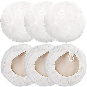 6PCS 7 Inch Buffing Pads, Polishing Bonnet Buffing Polishing Pads Synthetic Lambs Wool Car Bonnet Buffer Polisher Pad Kit, Drawstring Design Polisher Buffing Pads for Car, Furniture, Glass