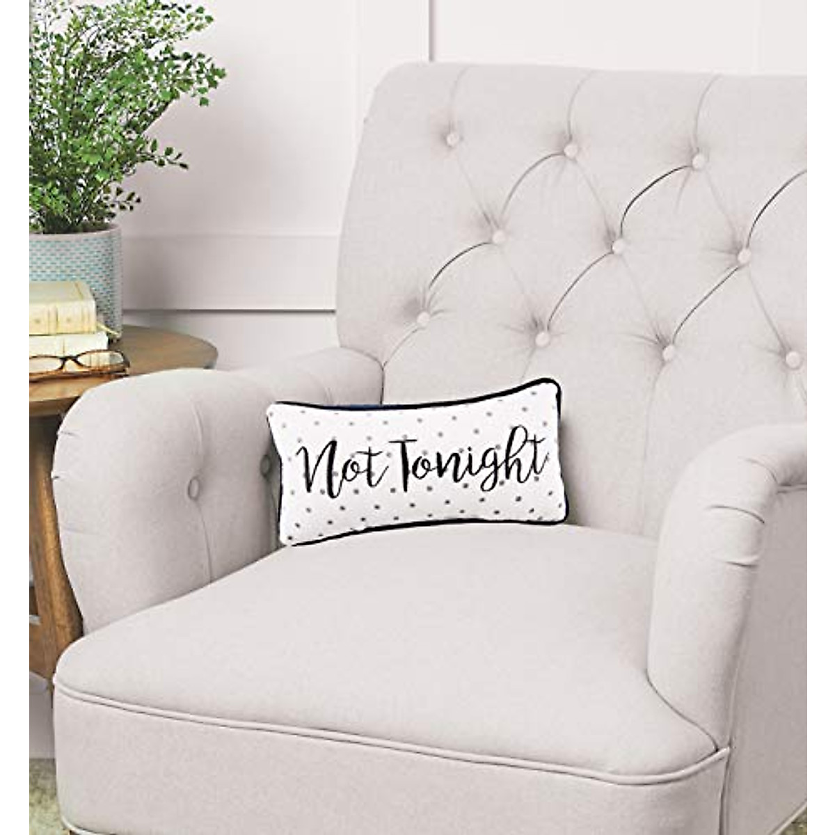 C&F Home Small 6" x 12" Tonight/Not Tonight Embroidered Reversible Pillow Polka Dot Funny and Romantic Decor Decoration Accent Throw Pillow for Bridal Shower Anniversary Bachelorette Party 6" x 12"