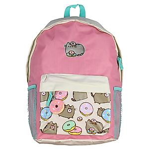 Pusheen Cat Donuts Zipper Backpack with Front Pocket and Donut Charm