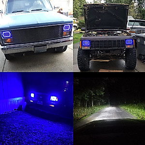 ROLINGER 2PCS H6054 Led Headlights 7x6 5x7 Auto Head Lamp Replacement 2PCS Hi/Low Sealed Beam with Blue DRL Lights Compatible with Jeep Wrangler YJ XJ Cherokee E250 Chevy Van Truck Toyota Mr2
