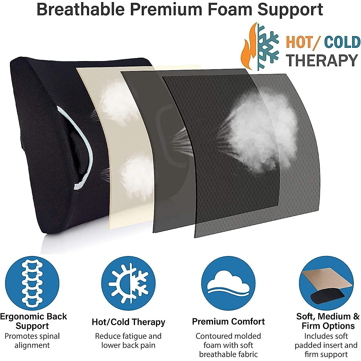 Vaunn Medical Seat Cushion, Lumbar Support Pillow for Office Chair with Removable Firm Insert