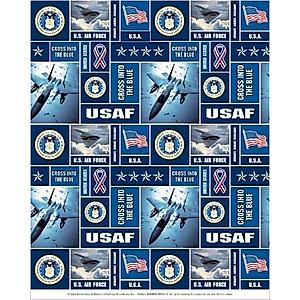 Sykel Enterprises Fleece United States of America Air Force USA Military Fleece Fabric Print by The Yard ousaf012s