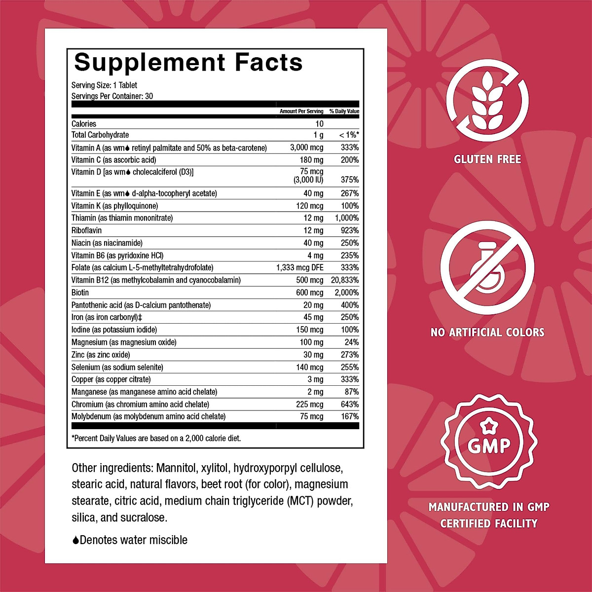 Celebrate Vitamins CelebrateONE 45 One A Day Bariatric Multivitamin with Iron Chewables, 45 mg Iron, Midnight Cherry, 30 count