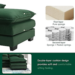 Symmetrical Modular Sectional Sofa with Chaise Lounge, 6 Seater Velvet Upholstered Cloud Couch, U Shaped Oversized Sleeper Sofa&Couches with Thicked Cushion & Detackable Backrest Living Room