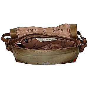 Anna by Anuschka Women's Genuine Leather Flap-Over Cross Body | Hand Painted Original Artwork | Floral Paradise Tan