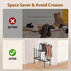 PLKOW Boot Rack Organizer, Metal Free Standing Shoe Racks for Tall Boots, 2 Tier Boot Holder Fits for 6 Pairs, Boot Storage Organizer for Entryway, Garden, Outdoor, Bedroom