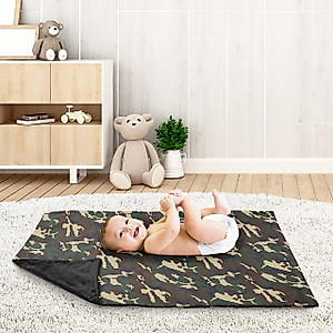 Sweet Jojo Designs Woodland Camo Baby Boy Blanket Receiving Security Swaddle for Newborn or Toddler Nursery Car Seat Stroller Soft Minky - Beige Green and Black Rustic Forest Camouflage