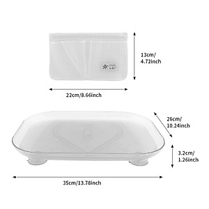 Fridge Lazy Susan Organizer, Fridge Organization, Clear Lazy Susan Turntable Rack with Fridge Hanging Mesh Bag and Suction Cup, Kitchen Cabinet Turntable Organizer
