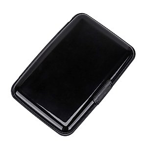 ELFISH Mini RFID Aluminum Wallet Credit Cards Holder Business Card Case Metal ID Case for Men Women (Black)
