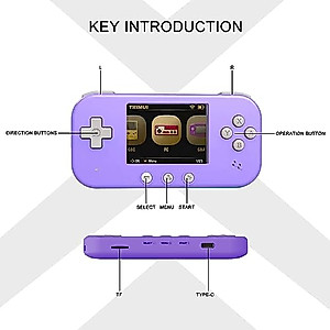 Retro Games Handheld Game Console Support Linux System and Multiple Emulators Console 2.4 inch 240x320 IPS LCD Screen Buit-in 1000mAh Lithium Battery-Purple