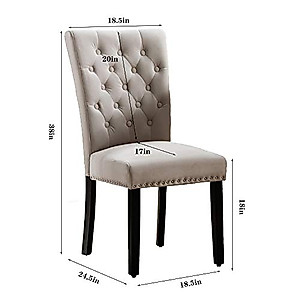 Pekko Home Parsons Upholstered Accent Dining Chairs,Wingback Tufted Cream Velvet Chairs with Solid Wood Legs Set of 2 (Cream)