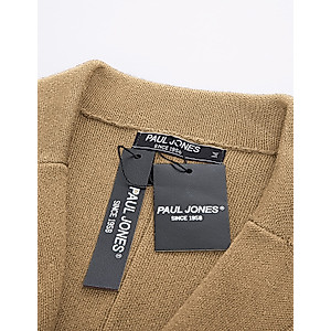 Men Cardigan Sweaters Jacket Stylish Regular Fit Notch Lapel Knit Blazer Sport Coat Business Work Blazer Camel XL