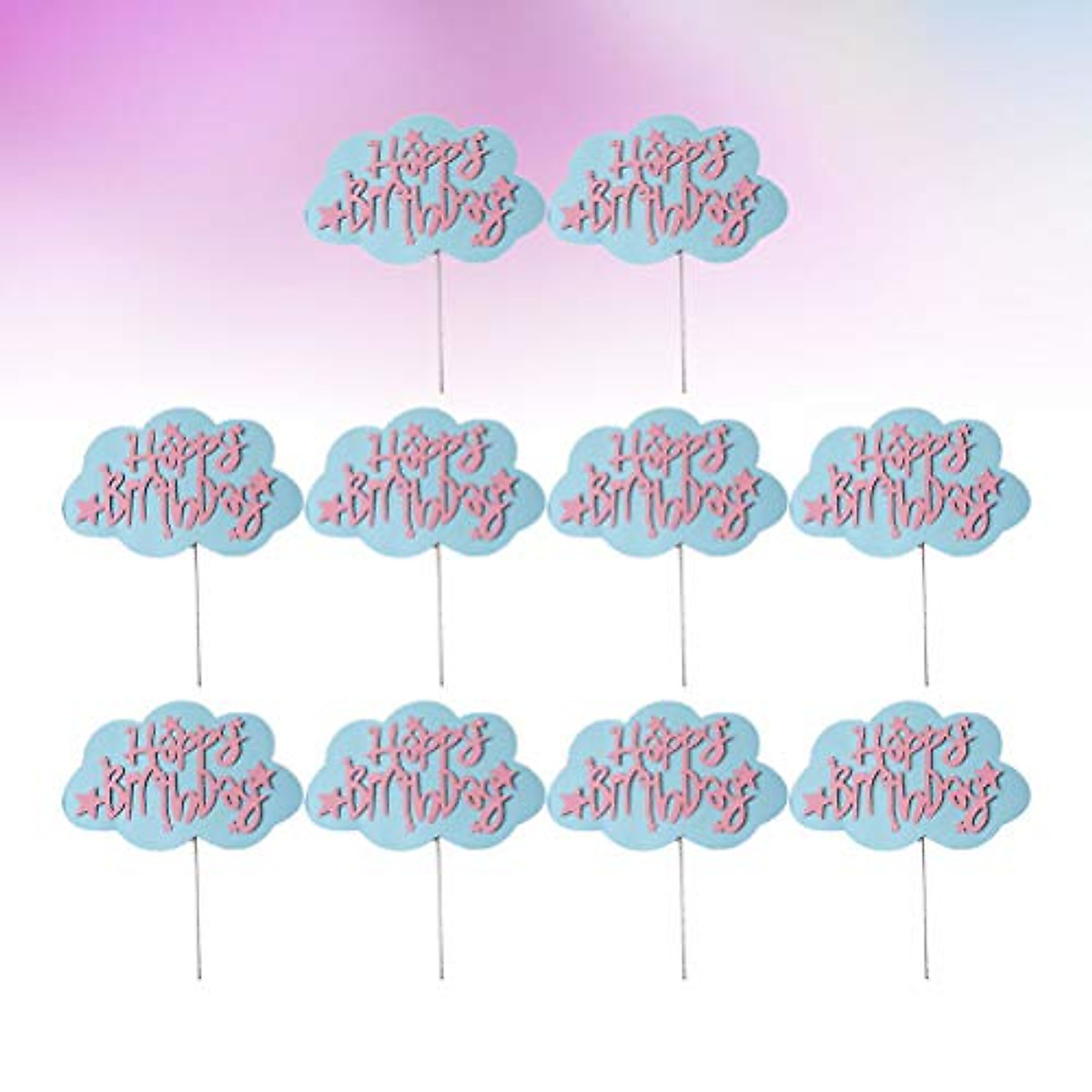Amosfun Blue Paper Cake Toppers Cloud Design Cake Picks Birthday Cupcake Decoration Party Dessert Fruit Insert Favor for Party Cake Decortion
