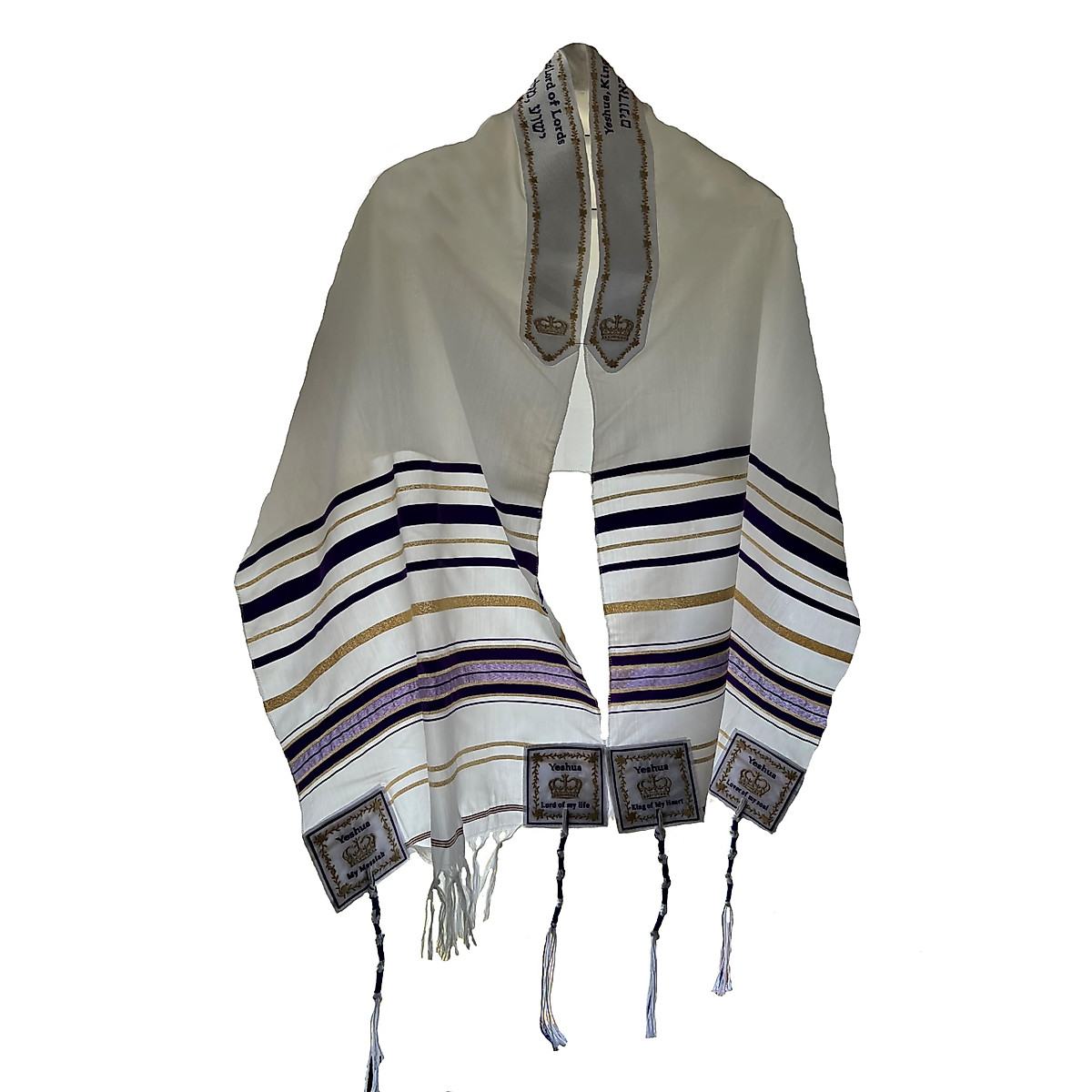 Shofars From Afar PURPLE Messianic Tallit Talit Prayer Shawl 72" x 22" Yeshua King of Kings & Lord of Lords Designed by Dr. Rick & Joyce Kurnow
