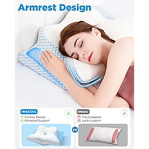 Cool Cervical Neck Pillow for Pain Relief, Ergonomic Contour Side Sleeper Pillow for Adults, Orthopedic Memory Foam Back Stomach Sleepers, 2 in 1 Stomach Sleeping Blue