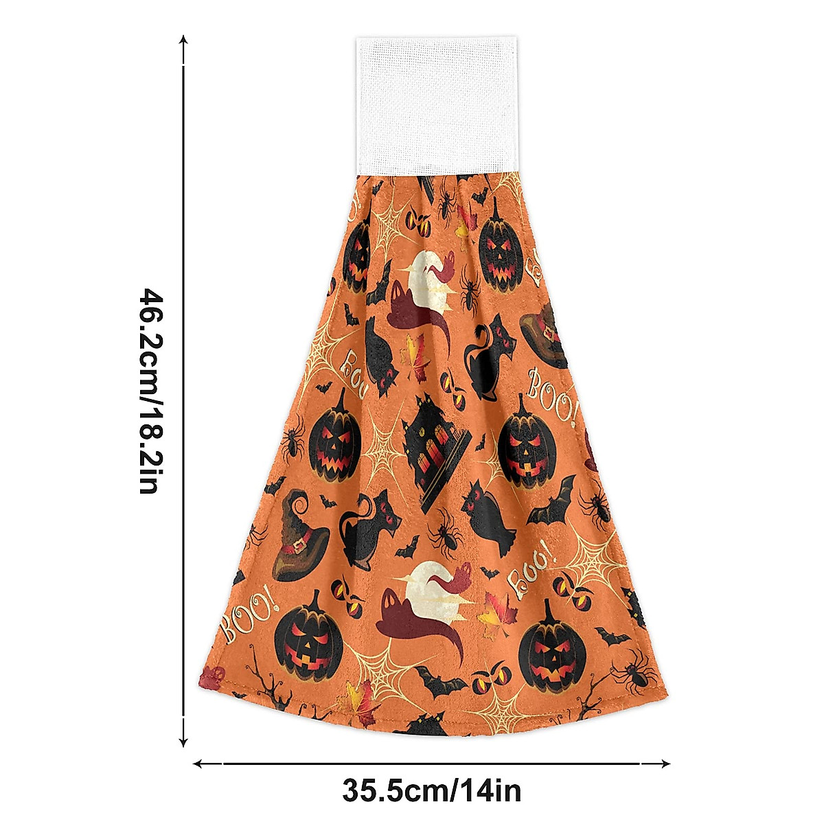 Happy Halloween Pumpkins Spooky Kitchen Hanging Towel 12 x 17 Inch Spider Web Cat Hand Tie Towels Set 2 Pcs Tea Bar Dish Cloths Dry Towel Soft Absorbent Thin Durable for Bathroom Laundry Room Decor