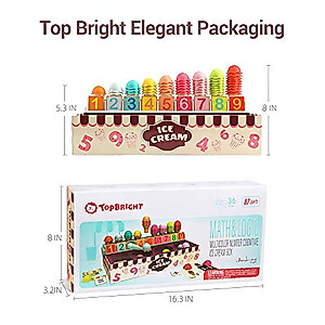 TOP BRIGHT Ice Cream Toy for Kids - Pretend Play Set Food Toy for Toddler, Math Game, Ice Cream Cone Playset Shop Toys for Age 3 4 5 Years Old Girls and Boys Birthday Gifts