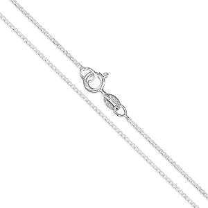 SAC SILVER Sterling Silver Box Chain 1mm Genuine Solid 925 Italy Classic New Necklace 15in