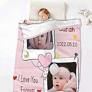 Resbai Personalized Photo Children's Memory Blanket, Custom Blankets with Photos, Customized Blankets with Pictures, Personalized BIFTS for Women Men Baby Child