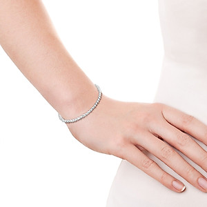 AeraVida Simple Round Beads Sterling Silver Unisex Braceletม 6.25 inches