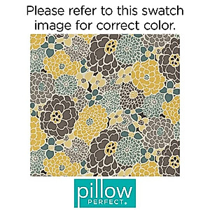 Pillow Perfect Bright Floral Indoor/Outdoor 1 Piece Split Back Round Corner Chair Seat Cushion with Ties, Deep Seat, Weather, and Fade Resistant, 40.5" x 21", Blue/Tan Lois, 1 Count