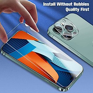3+2 Pack Screen Protector Glass and camera lens protector,for iPhone 14 Pro Max,HD Tempered glass and camera lens protector 9H Hardness, Scratch Resistant, Easy Install,Bubble Free,Case Friendly