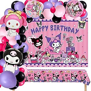 Kawaii Birthday Party Supplies, Kawaii Party Decorations Include Balloons Garland Arch Kit, Latex Balloons, Foil Balloons, Backdrop, Tablecloth, Kawaii Birthday Party Favors
