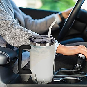 HJUQNGF 40 Oz Personalized Tumbler with Handle And Straw Ocean Sailing Stainless Steel Insulated Tumblers Reusable Car Thermal Cup Travel Coffee Mug for Women Men