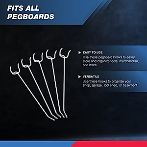 Neiko 53102A 6” Pegboard Hook Organizer Kit, 50 Pack, Hanging Hooks Set for Garage Organization, Great for Wall Hanging and Shelving, Tool Storage, Craft Organizing