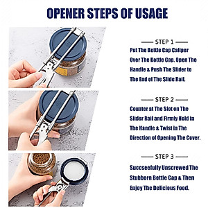 Bottle Opener, Adjustable Multifunctional Stainless Steel Can Opener, Manual Jar Bottle Opener Kitchen Accessories,Easy-open Adjustable Jar Opener (2PCS)