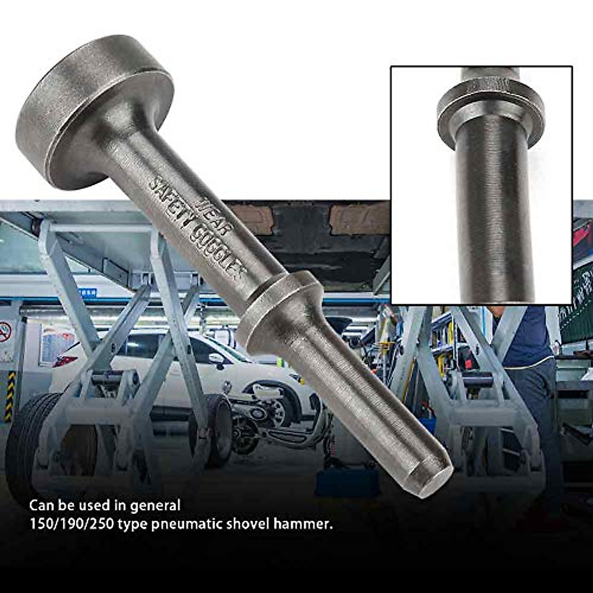 Kadimendium Pneumatic Air Hammer Bit Smoothing Pneumatic Drifts Air Hammer Bit Set Extended Length Impact Tool Kit Pneumatic Chisel Bit Tool(100mm)
