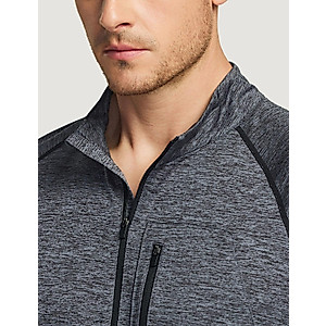 ATHLIO Men's Long Sleeve Athletic Shirts - Quick Dry, UV Sun Protection, 1/4 Zip Pullover Running Tops, 3-Pack Black/Carbon Grey/White, Large