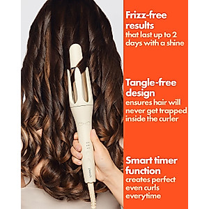 Automatic Curling Iron – Hair Curler Automatic Rotating Wand – Auto Self Spiral Spinning Curlers - Professional Ceramic 1 1/4 Inch Barrel 1.25 for Medium to Long Hair – Dual Voltage