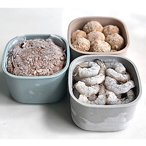 Invisioncorp 3 Set, Kitchen Microwave 27oz Food Storage Containers Set with Lid, Reusable Meal Prep Canister for Refrigerator, Freezer Oraganizer, Dishwasher Safe, Made in Korea (Light Gray)