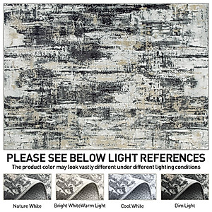 8x10 Area Rugs Washable Rug: Large Modern Abstract Living Room Rug Soft Anti-Skid Thin Carpet Indoor Floor Non-Shedding Carpets for Bedroom Dining Farmhouse Nursery Home Office Black Grey Gold