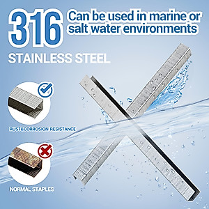 meite 22 Gauge 71 Series 316 Stainless Steel Upholstery Staples, 3/8-Inch (9.1 mm) Crown 3/8-Inch Length Fine Wire Staples Marine Upholstery Staples for Stapler Gun (10,000 Counts)