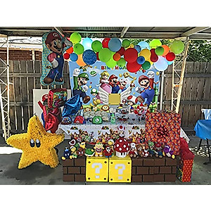 Sakurar SK Mario Birthday Bakdrop Adventure Game Video Mario and Princess Peach Backdrop Vinyl Birthday Party Baby Shower Decoration Mario Party Background 7x5ft