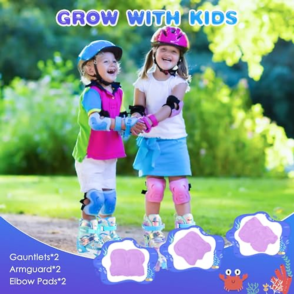 Mermaid Kids Roller Skates Adjustable Roller Skates with Light Up Wheels for Kids, Beginner, Girls, Boys Outdoor Roller Skating for Toddlers, Skating Shoes for Ages 3-12