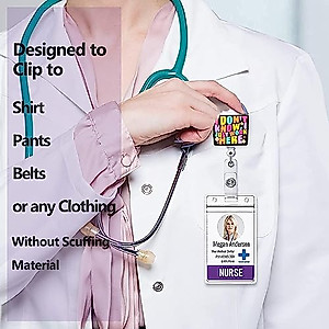 Badge Reel Retractable with Alligator Clip I Just Work Here Funny ID Clip Nurse Name Badge Holder Nurse Office Worker Teacher Students Acrylic Badge Clip