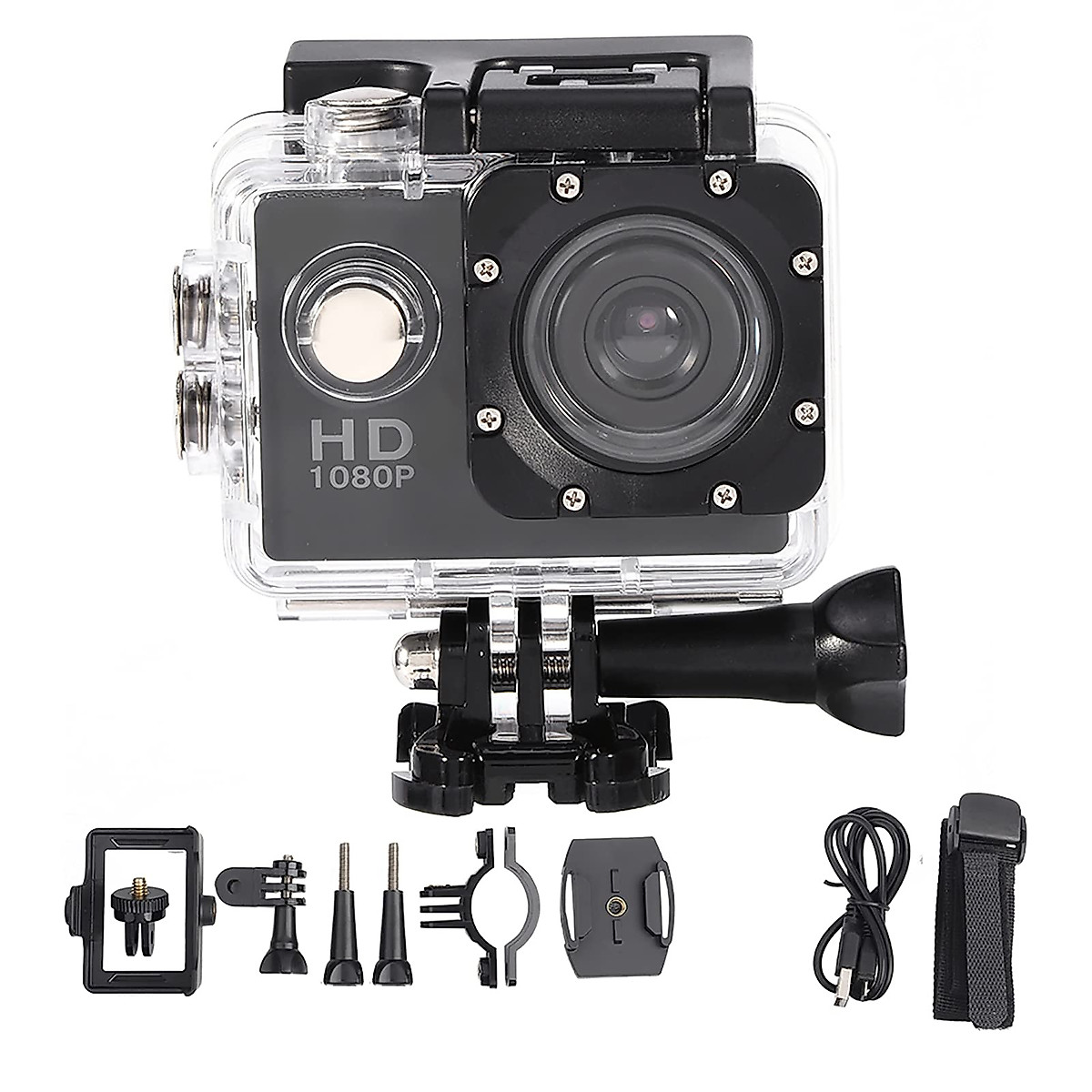Action Camera 12MP Waterproof 30m Outdoor Sports Video Camera 1080P Full LCD Mini Camcorder with 900mAh Rechargeable Batteries and Mounting Accessories Kits(Black,)