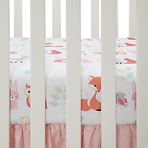 Lambs & Ivy Little Woodland Animals Fitted Crib Sheet, White