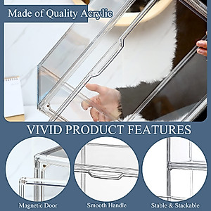 Geetery 8 Pack Large Acrylic Display Case with Magnetic Door Clear Purse Handbag Storage Box Plastic Storage Organizer for Closet Stackable Shoe Box Dustproof Showcase for Wallet Book Toy Clutch