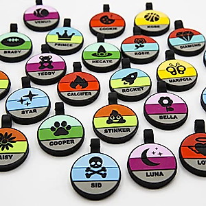 Silent Dog Tag Personalized with 5 Lines of Custom Deep Engraved Durable Soundless Silicone Pet ID Name Tag Round Designer Green