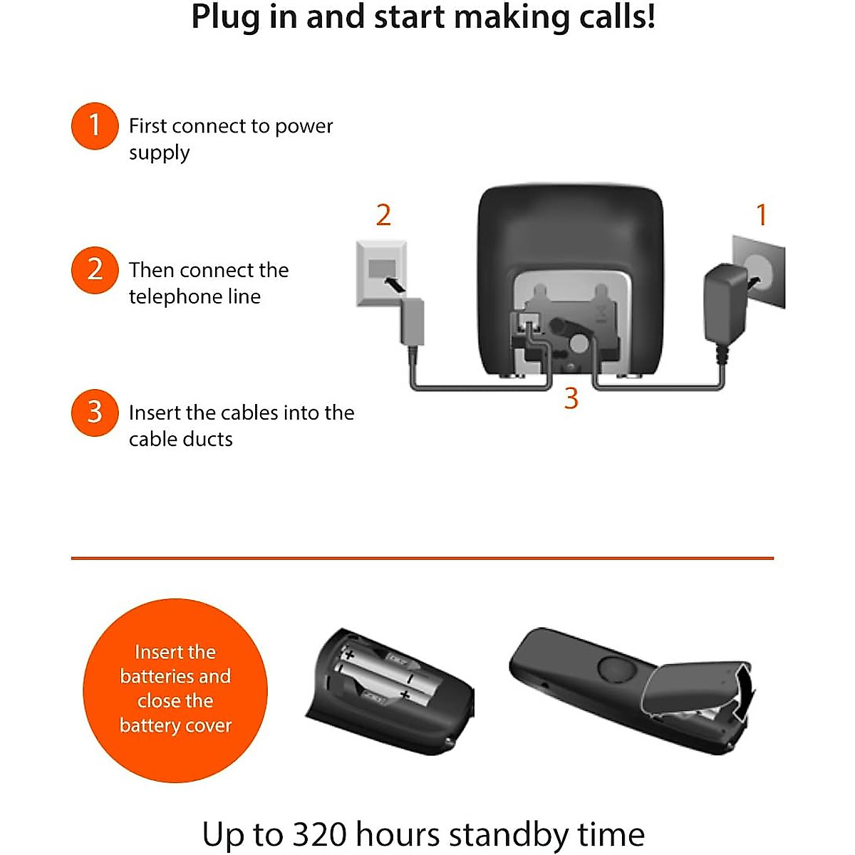 Gigaset E630A – Phone with Answering Machine – Water Splash and Dust-Resistant, (IP 65) – Ideal for Craftsmen and Mechanics, Black (Pack of 1)