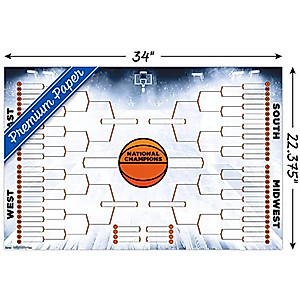 Trends International Collegiate - 64 Team Bracket Wall Poster, 22.375" x 34", Premium Poster & Mount Bundle